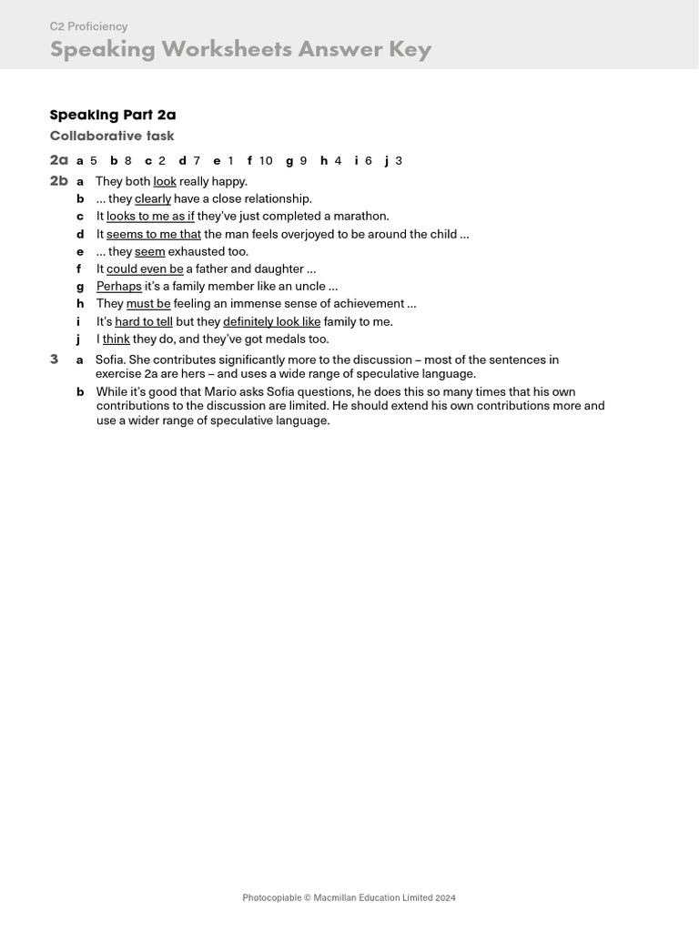 RF_C2_Speaking WS Answer Key | PDF