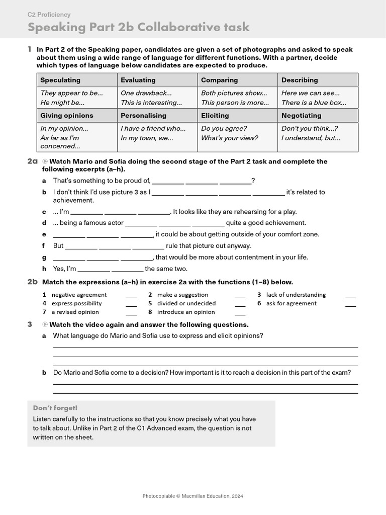 C2 Speaking Exam Guide | PDF | Human Communication | Cognition