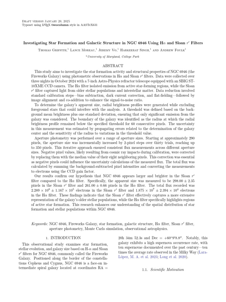 Investigating Star Formation and Galactic Structure in NGC 6946 Using ...