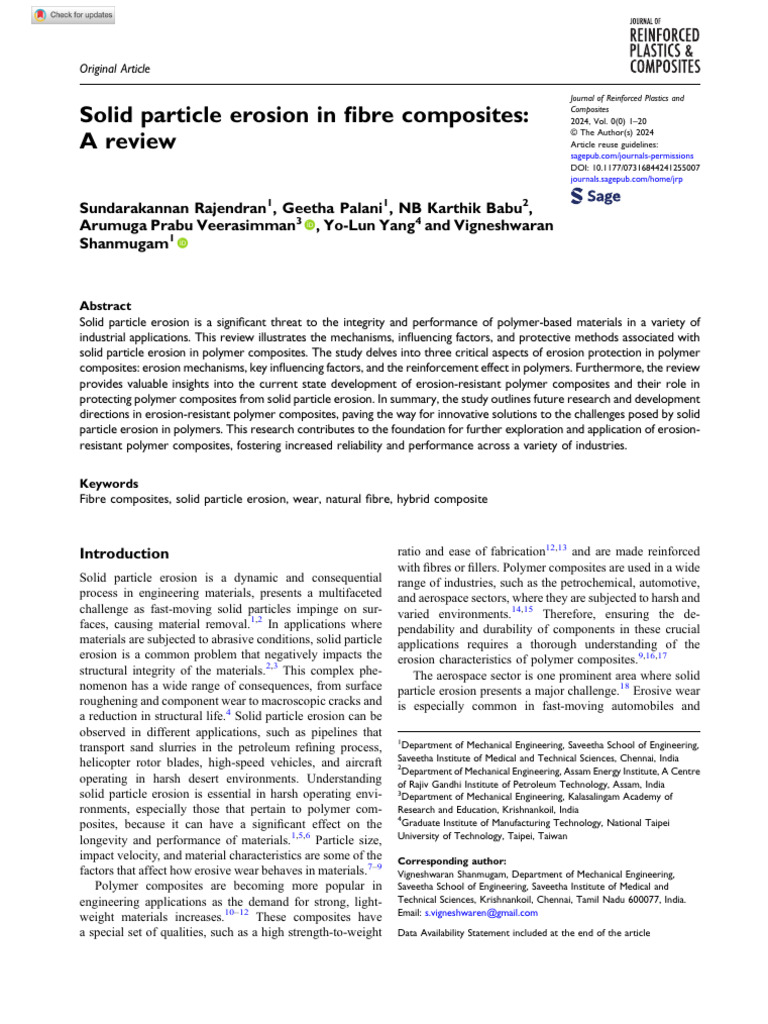 Polymer Erosion: Challenges & Insights | PDF | Wear | Composite Material