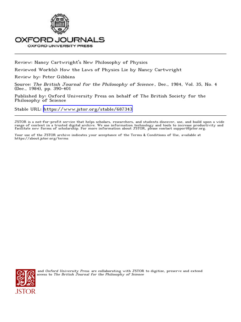 Gibbins-NancyCartwrightsNew-1984 | PDF | Force | Physics