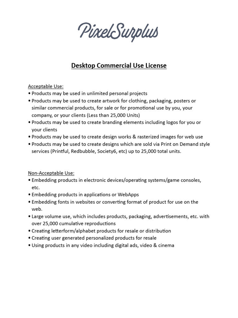 Desktop Commercial Use License Guide | PDF