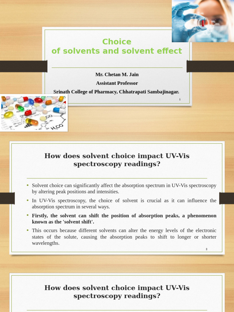 UV Choice of Solvent and Solvent Effect | PDF | Chemical Polarity ...