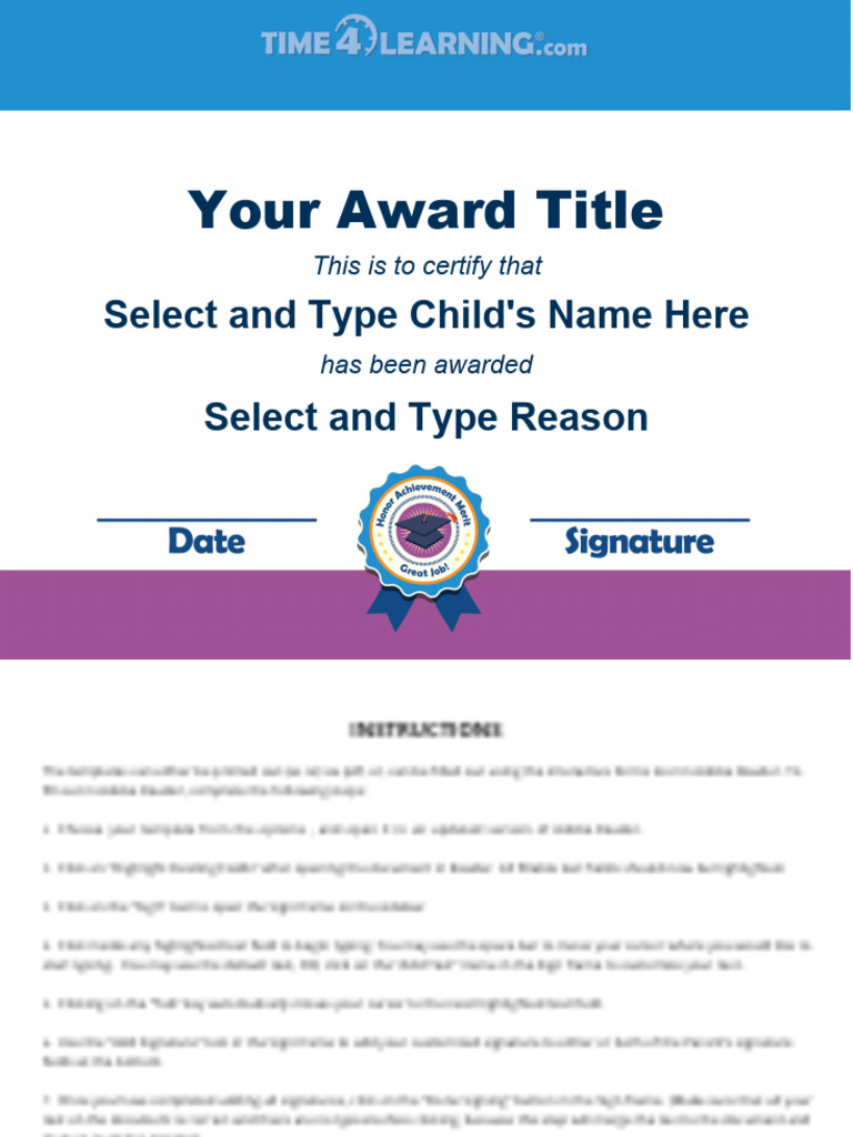 Customizable Child Award Template | PDF
