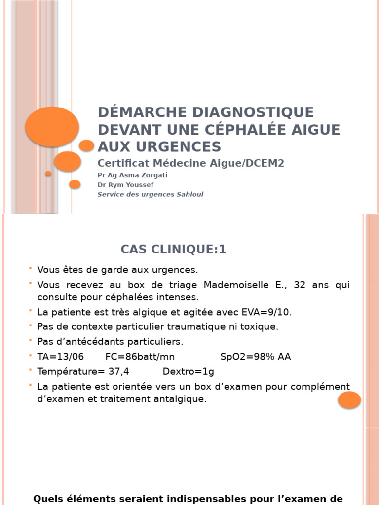 Céphalées aigues aux urgences | PDF | Céphalée | Saignement