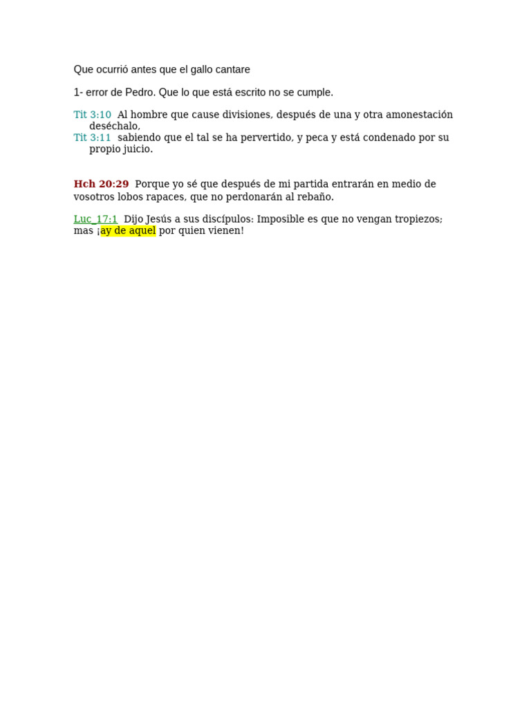 Que Ocurrió Antes Que El Gallo Cantare | PDF
