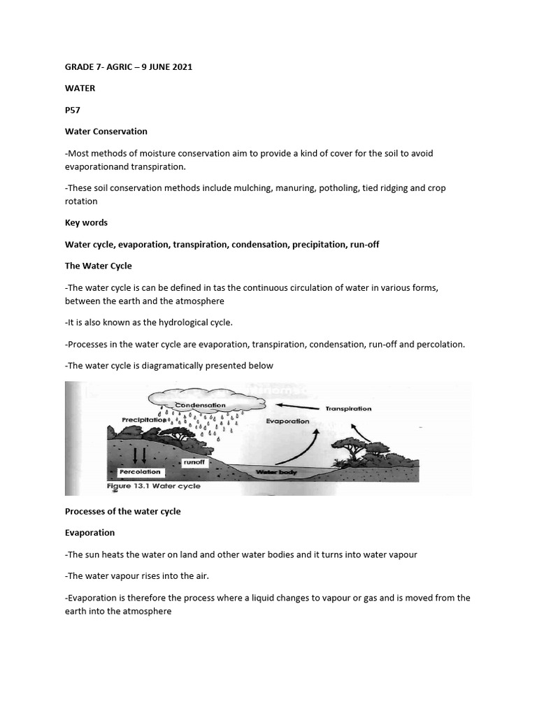 GRADE 7 - AGRI - 9 Jun 2021 - WATER - The Water Cycle | PDF | Water ...