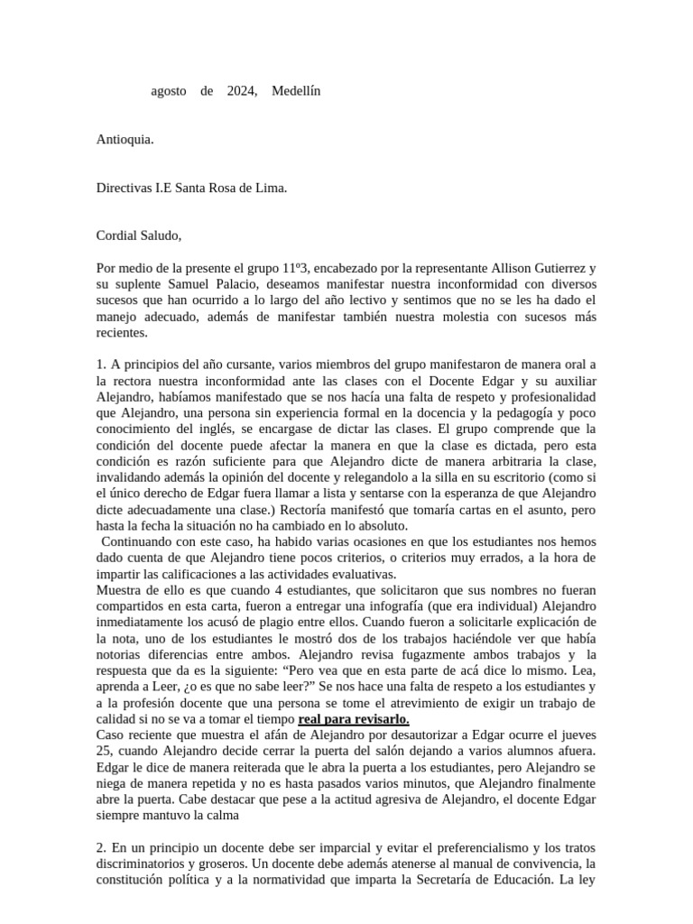 CARTA DE ENEOJO | PDF | Enseñando