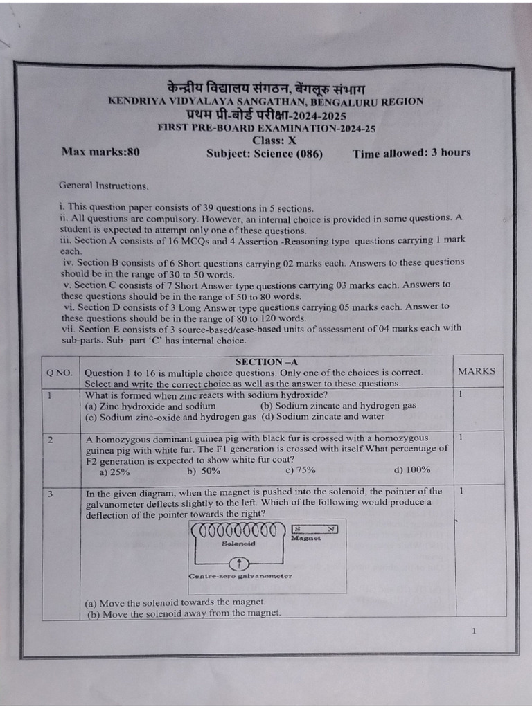 Science Pre Board | PDF