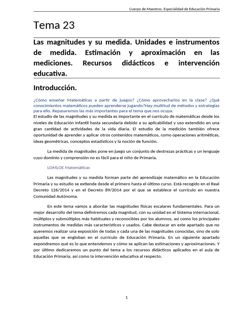 Tema 23 Madrid 2021 Reducido | PDF | Sistema Internacional de Unidades | Medición