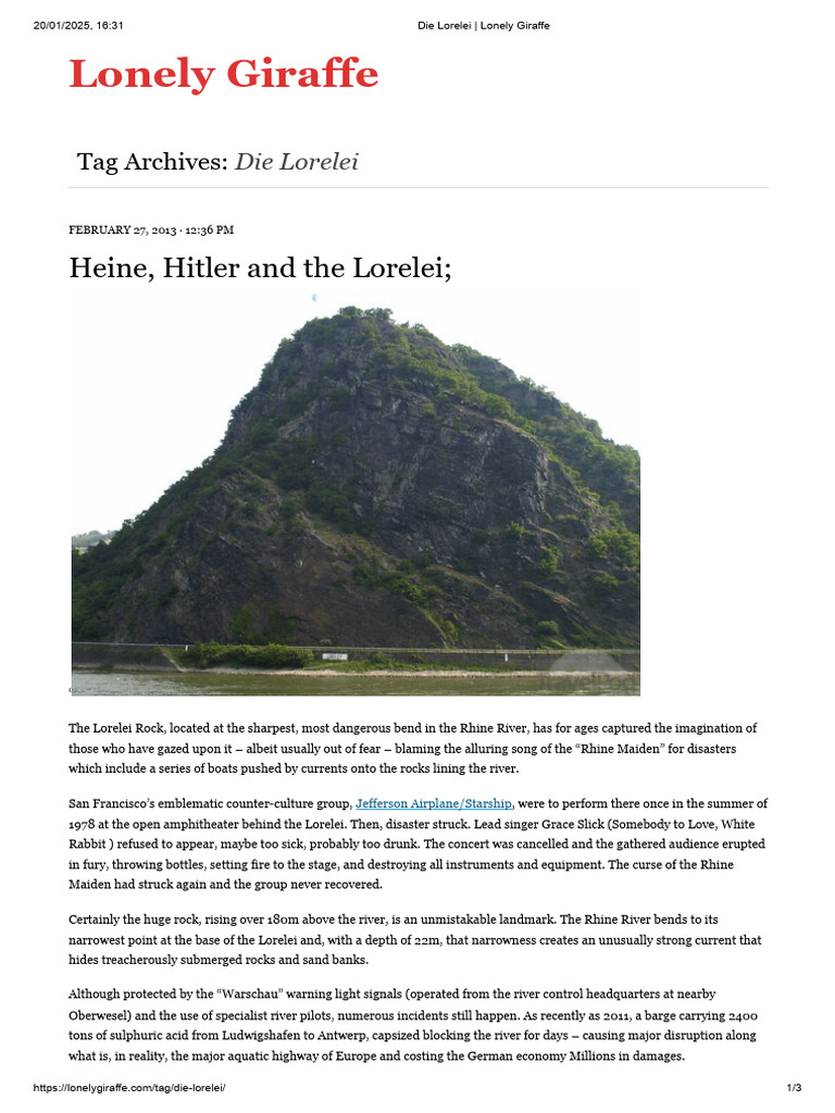 Rhine's Lorelei: Myths and History | PDF