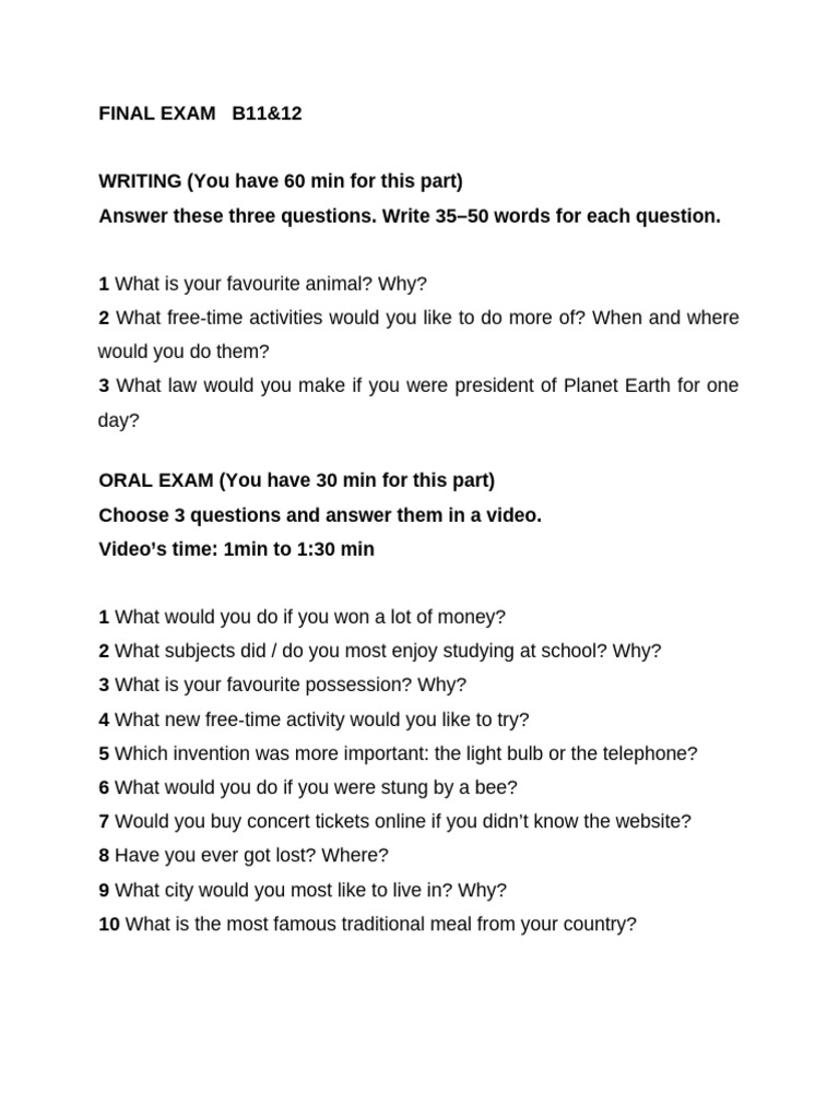 Final Exam B11 | PDF