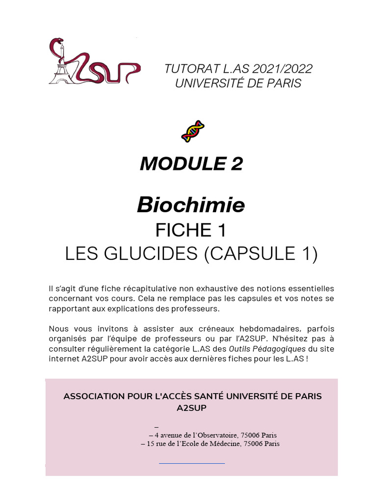 Fiche Résumé sur les Glucides | PDF | Glucide | Biomolécules