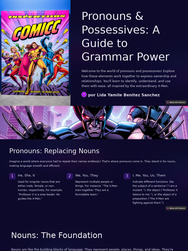 Pronouns and Possessives A Guide To Grammar Power | PDF | Noun | Pronoun