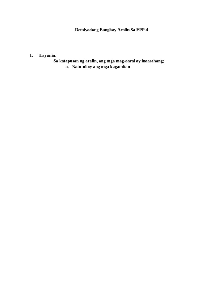 Detalyadong Banghay Aralin Sa EPP 4 | PDF