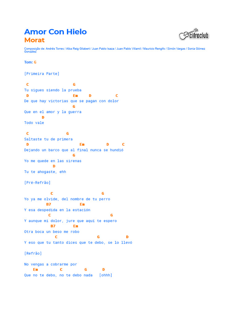 Cifra Club - Morat - Amor Con Hielo | PDF