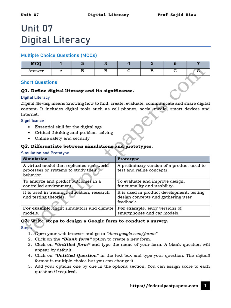 XI Unit 07 Digital Literacy | PDF | Simulation | Qualitative Research