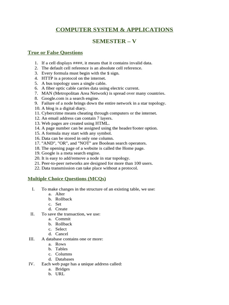 Computer System & Applications Question Bank 1 | PDF | World Wide Web | Internet & Web