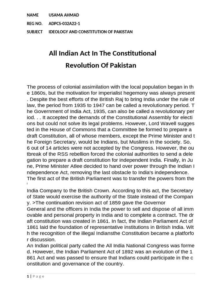 Reasons for the 1937 India Act's Failure | PDF | State Of Emergency ...