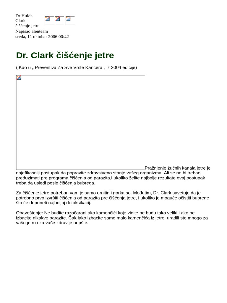 Dr Hulda Clark ciscenje jetre | PDF