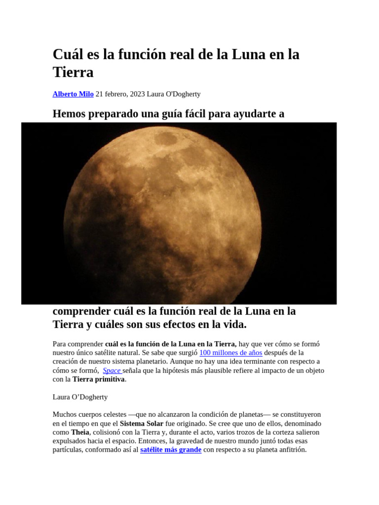 Cuál es la función real de la Luna en la Tierra | PDF