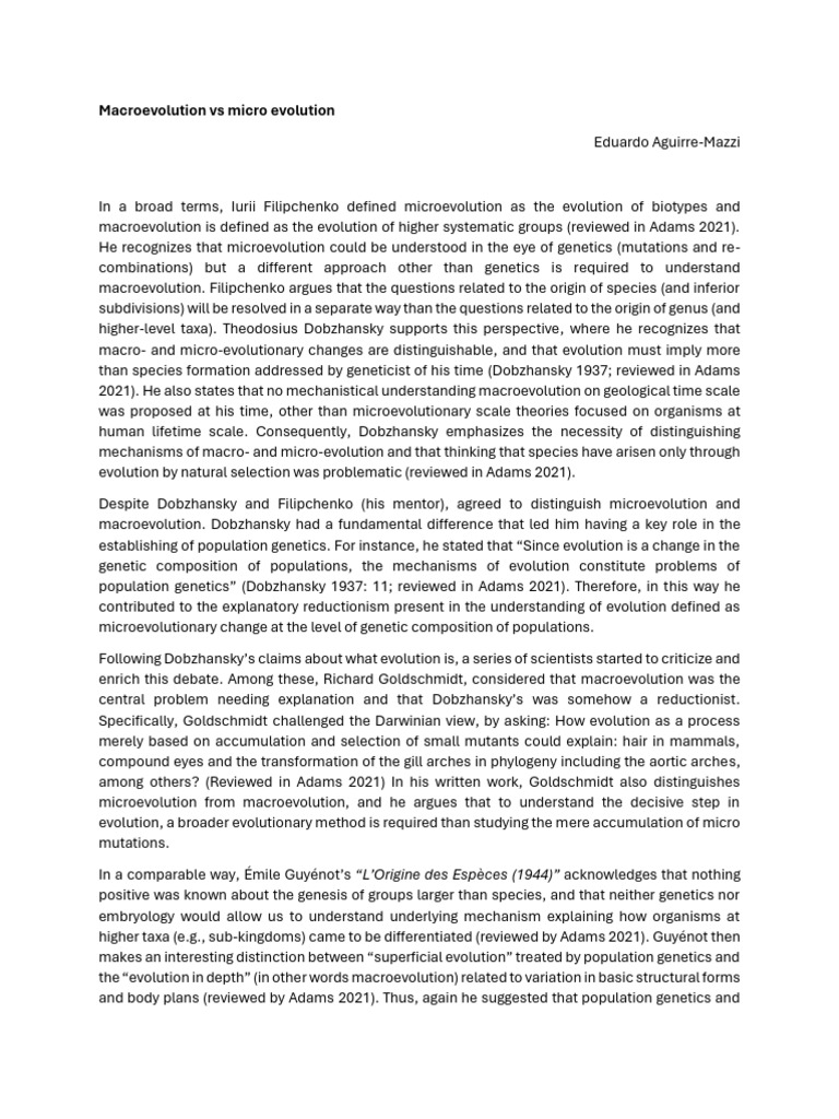 Macroevolution Vs Micro Evolution | PDF | Evolution | Natural Selection