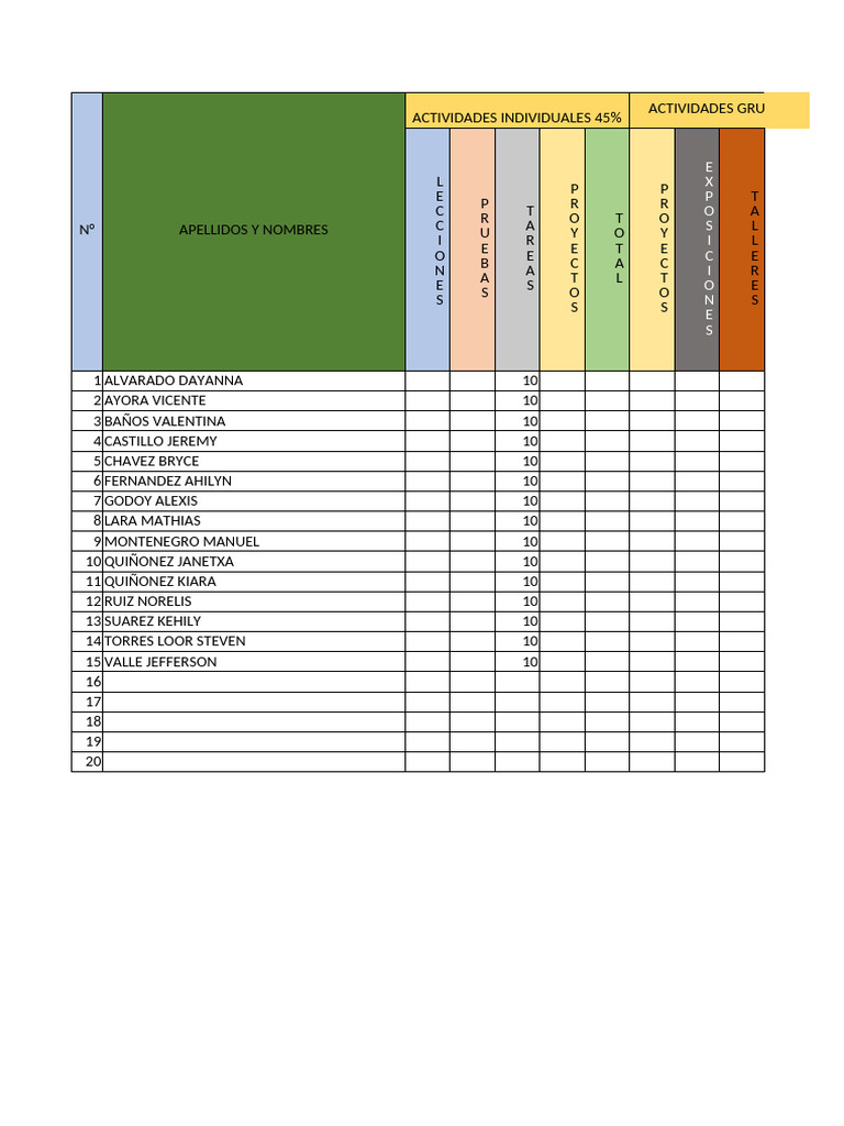 Formato de Calificaciones 10mo | PDF