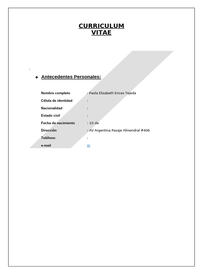 Curriculum Vitae de Paola Erices Tejeda | PDF