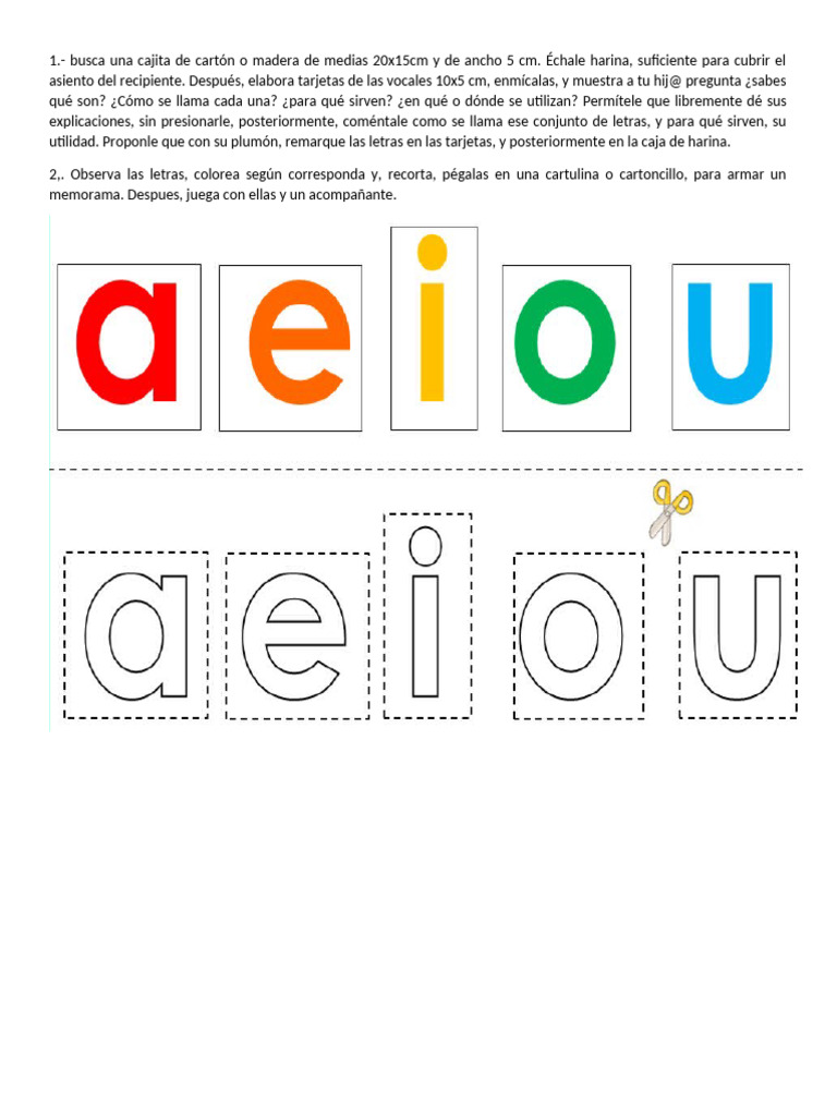 Actividades de Aprendizaje de Vocales | PDF