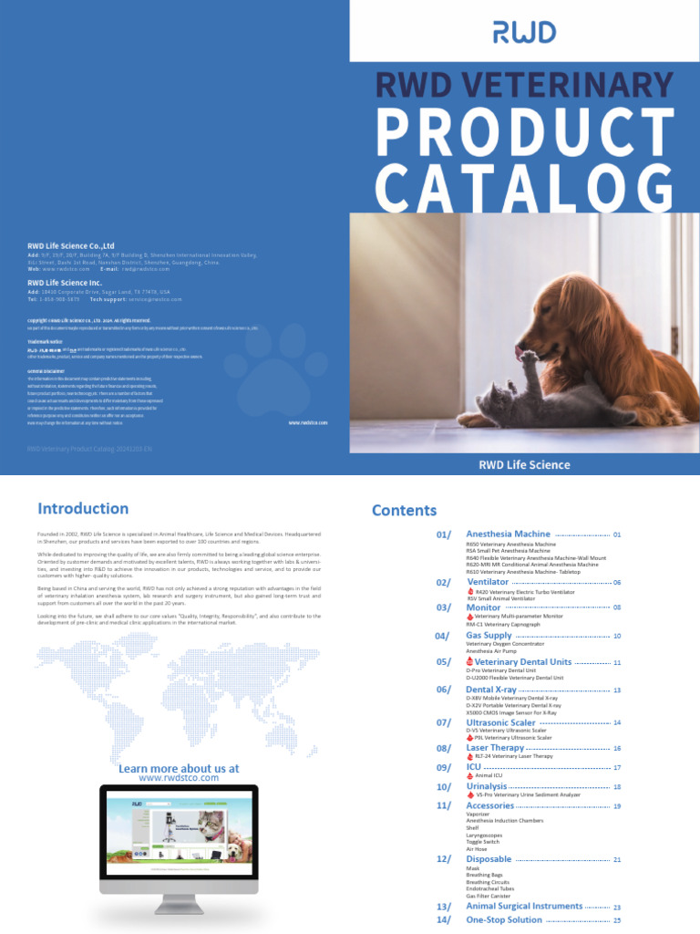 RWD Veterinary Product Catalog 2024 | PDF | Breathing | Anesthesia