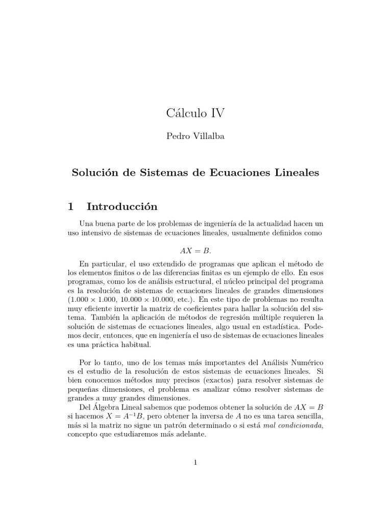 Solución de sistemas lineales | PDF | Sistema de ecuaciones lineales | Matriz (Matemáticas)
