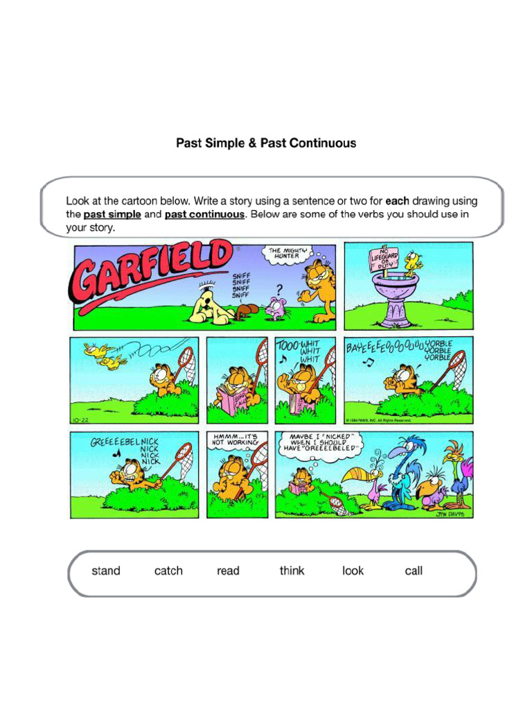 Past-Simple-Past-Conti GARFILD Make A Story | PDF