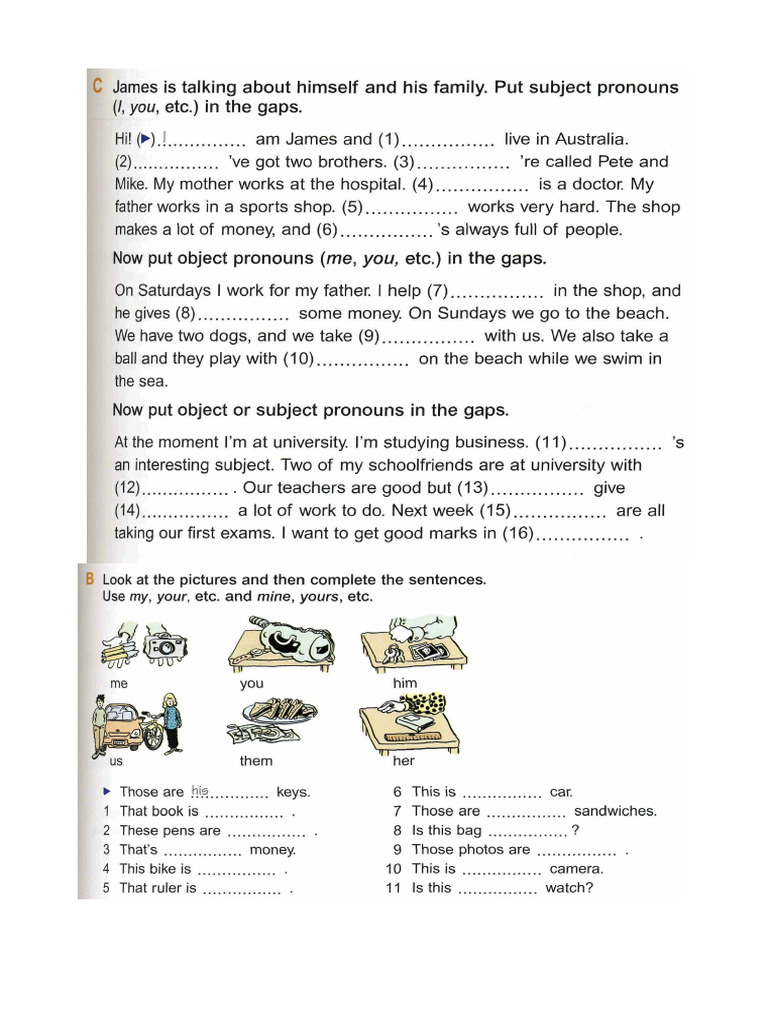 personal and possessive pronouns OxBGrammar | PDF