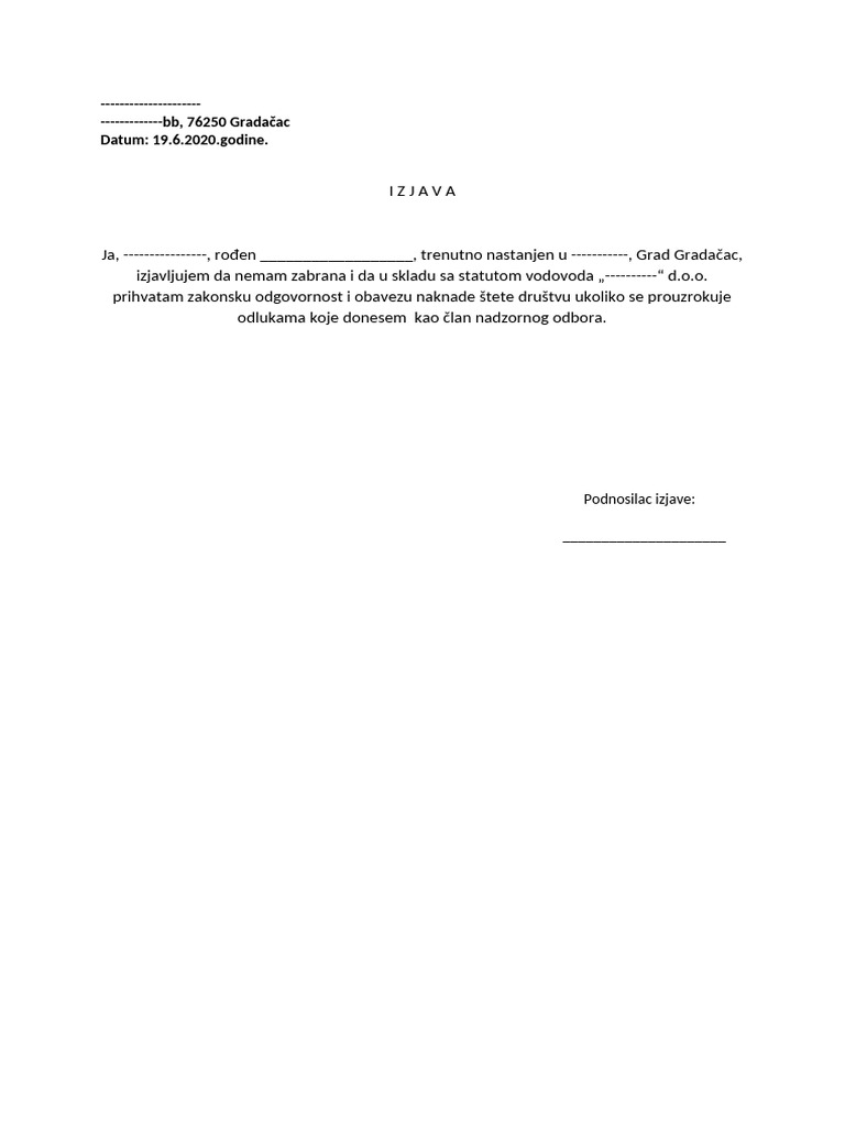 Izjava | PDF