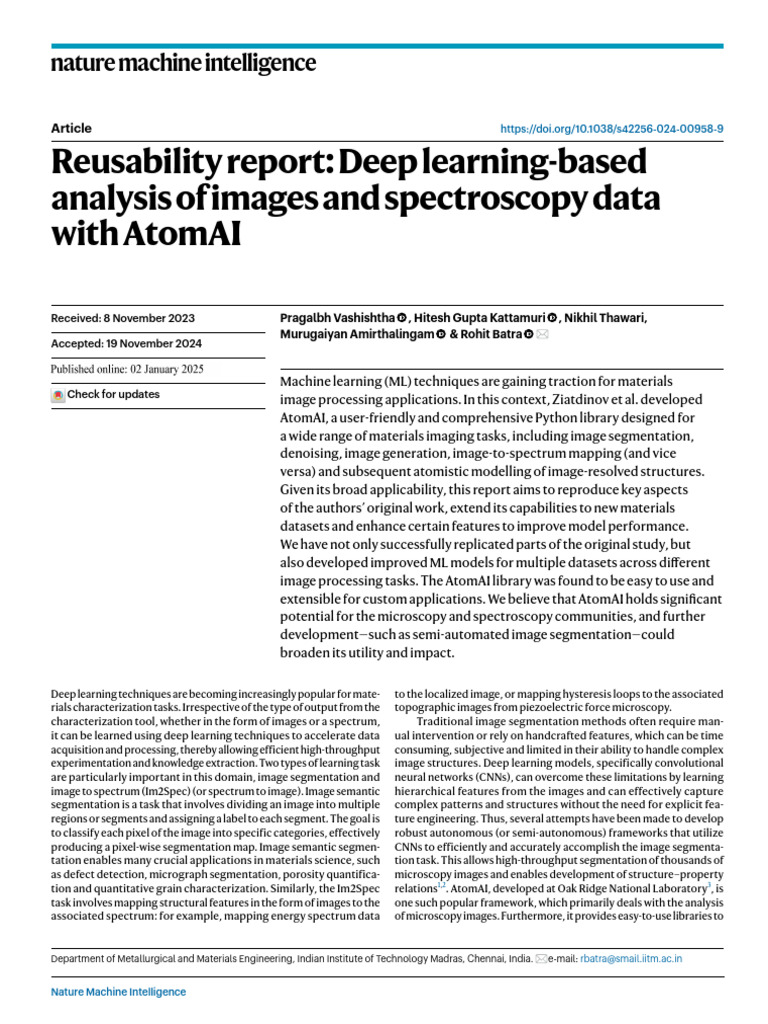 Reusability Report: Deep Learning-Based Analysis of Images and Spectroscopy Data With AtomAI ...