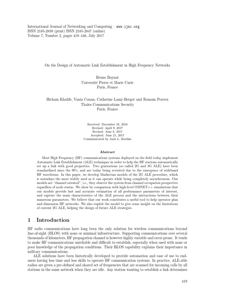 On The Design of Automatic Link Establishment in High Frequency ...