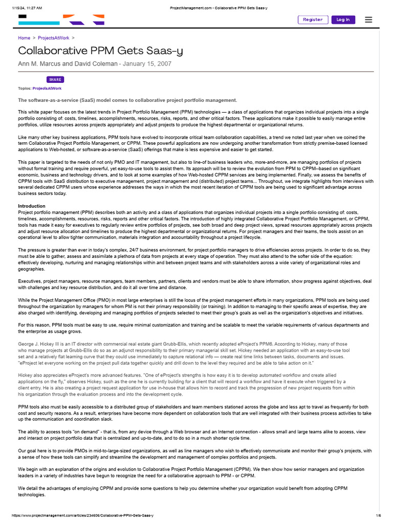Collaborative PPM Gets Saas-Y | PDF | Software As A Service | Project Management