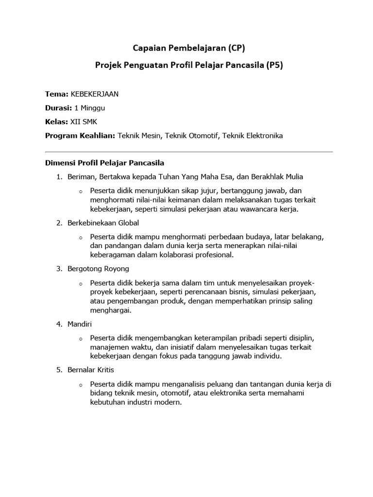 CP P5 Tema Kebekerjaan - WINARDI | PDF