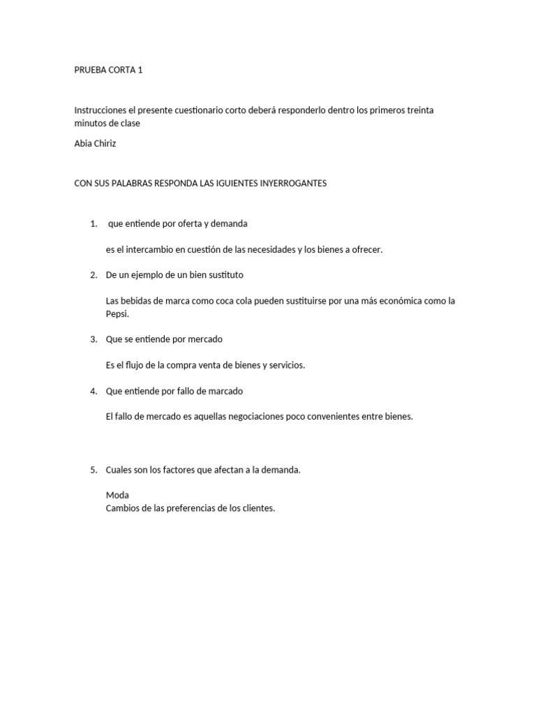 Prueba Corta 2 | PDF