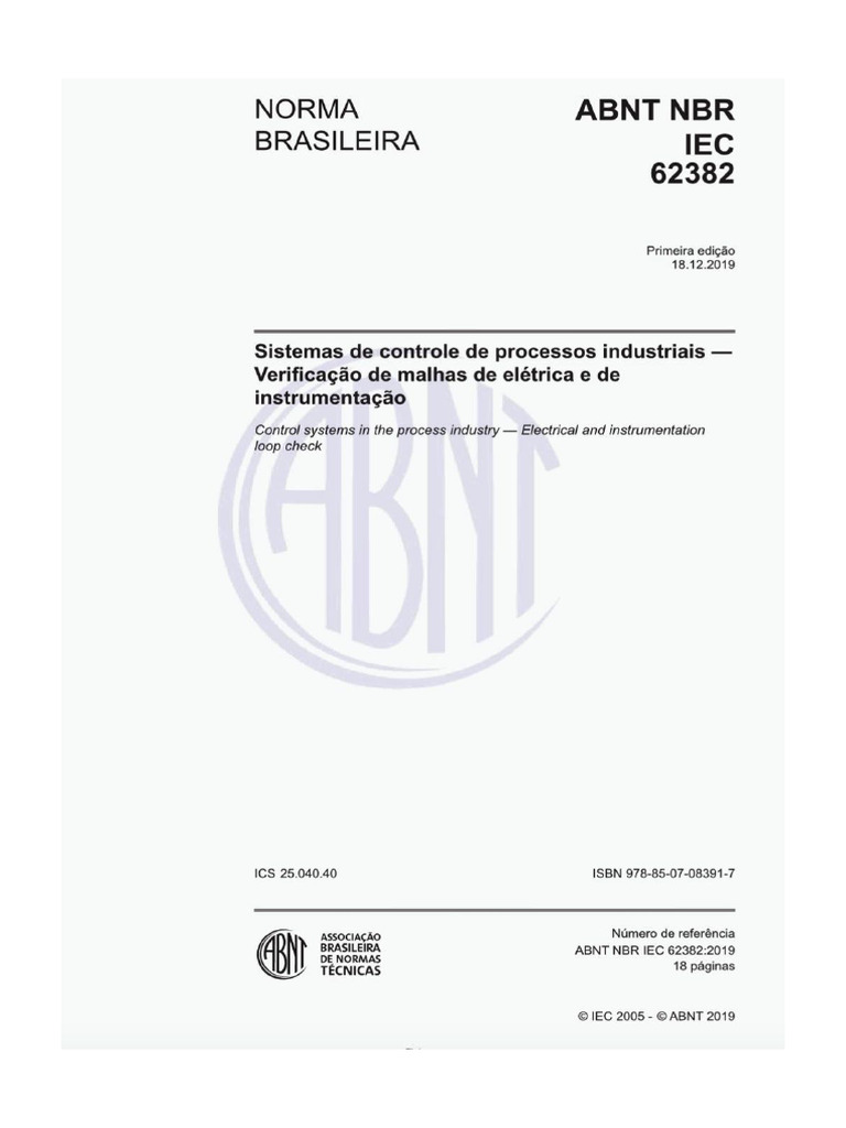 IEC 62382 IEC de 12.2019 - Sistemas de Controle de Processos ...