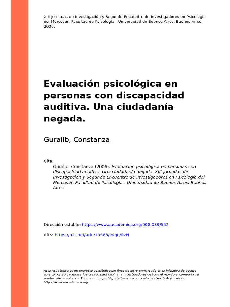 Guraíib, Constanza (2006) - Evaluación Psicológica en Personas Con ...