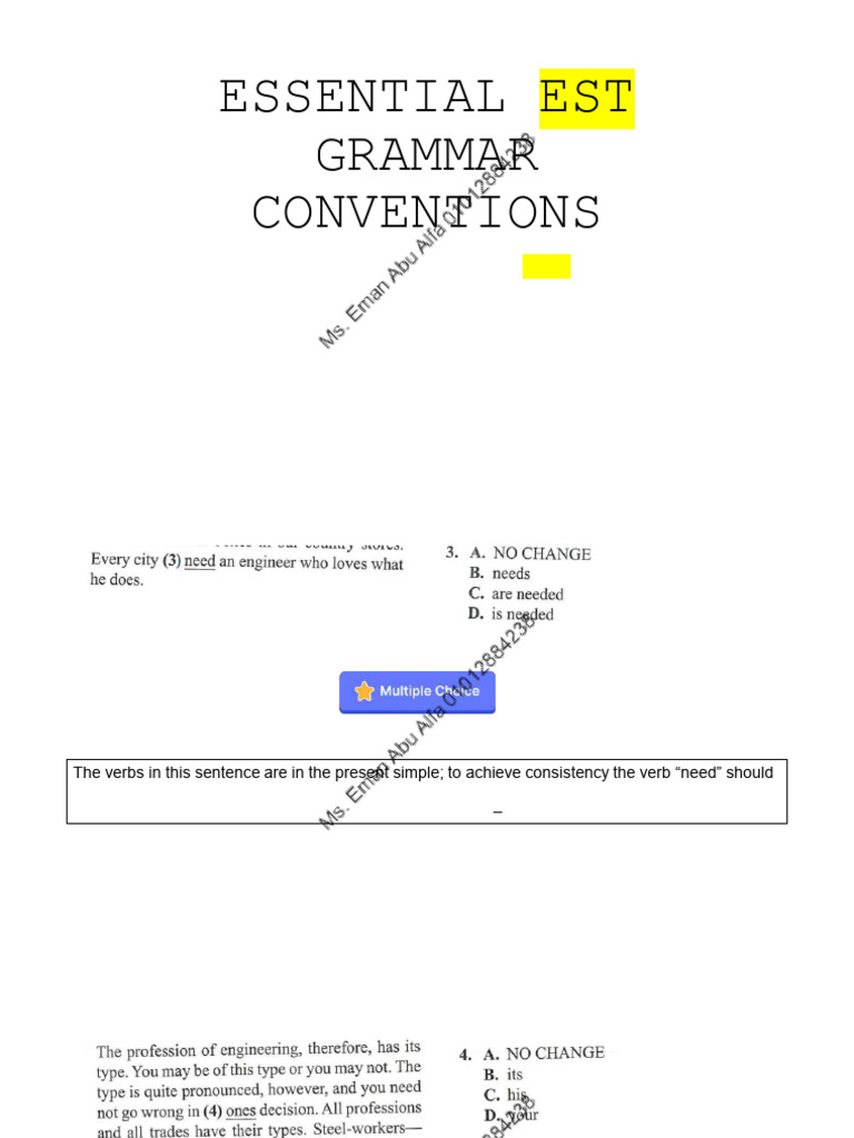 EST RULES SUMMARY_ | PDF | Verb | Pronoun