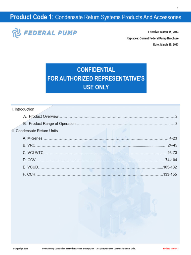 Federal Pumps-Condensate-Return-Unit | PDF | Pump | Pipe (Fluid Conveyance)