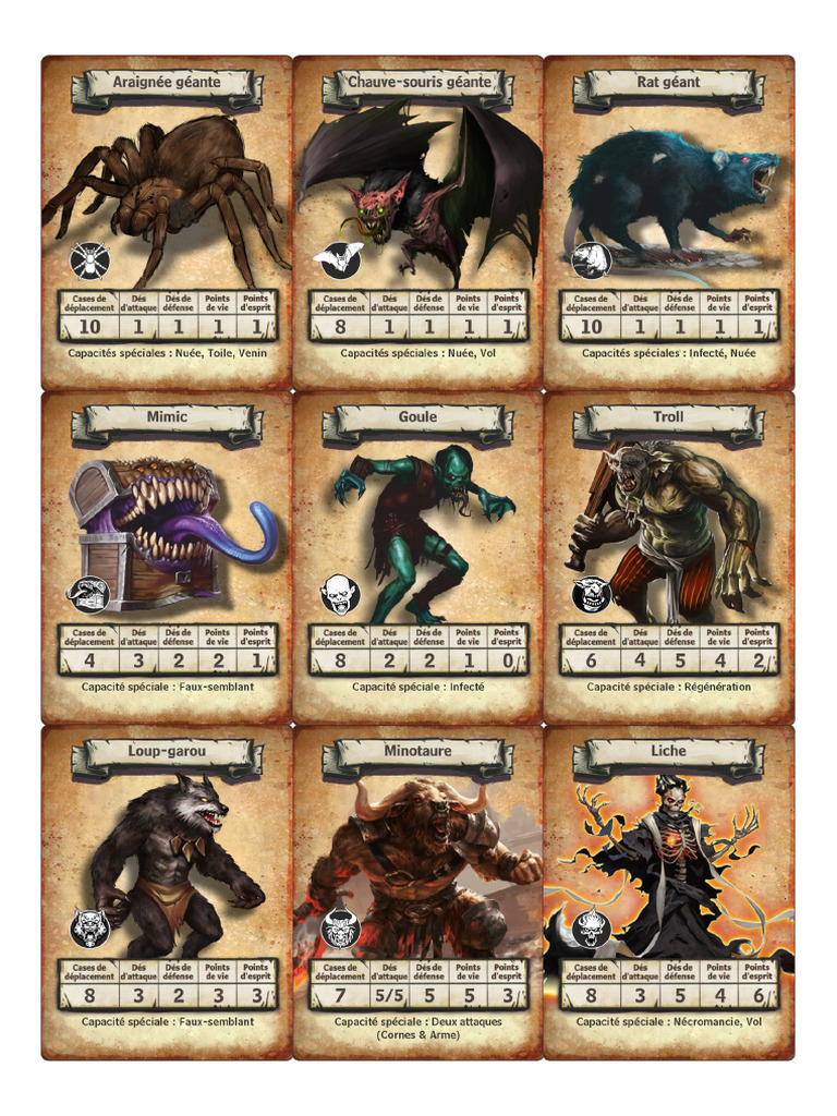 Impression Carte Nouveaux Monstres Heroquest | PDF