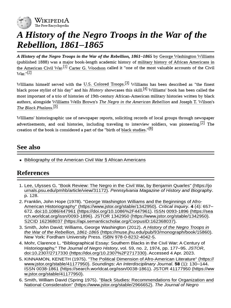 A_History_of_the_Negro_Troops_in_the_War_of_the_Rebellion,_1861–1865 | PDF | American Civil War