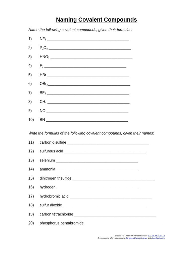 Naming Covalent Compounds Dd Ch | PDF | Nitrogen | Acid