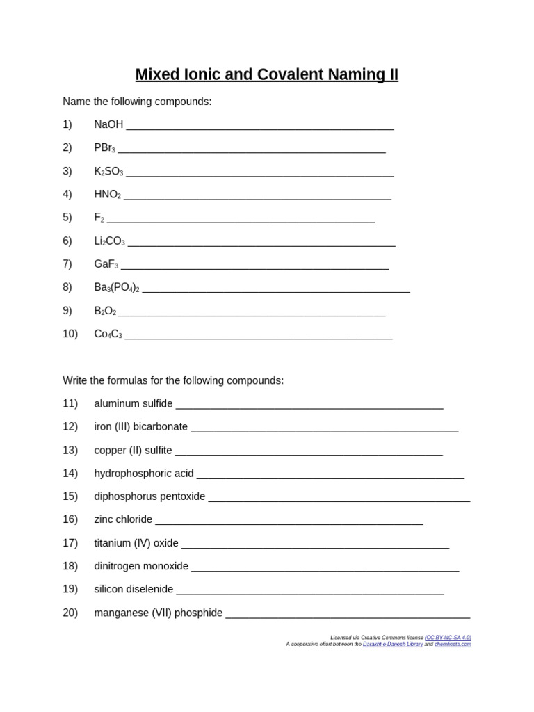 Mixed Ionic and Covalent Naming II DD CH | PDF | Oxide | Nitrogen