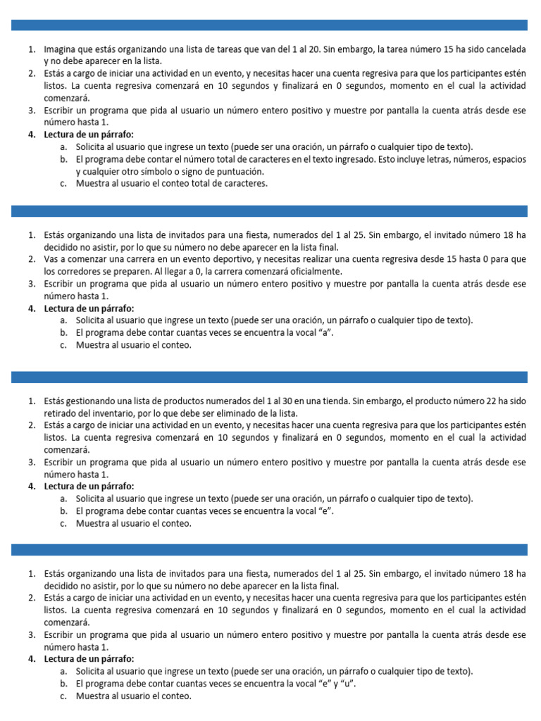 Programación Python: Bucles FOR y Tareas | PDF | Python (lenguaje de programación) | Informática