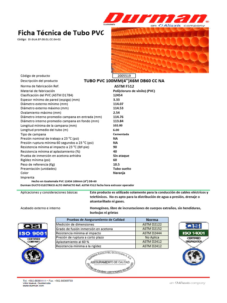 Durman - PVC DB60 | PDF | Cloruro de polivinilo | Materiales