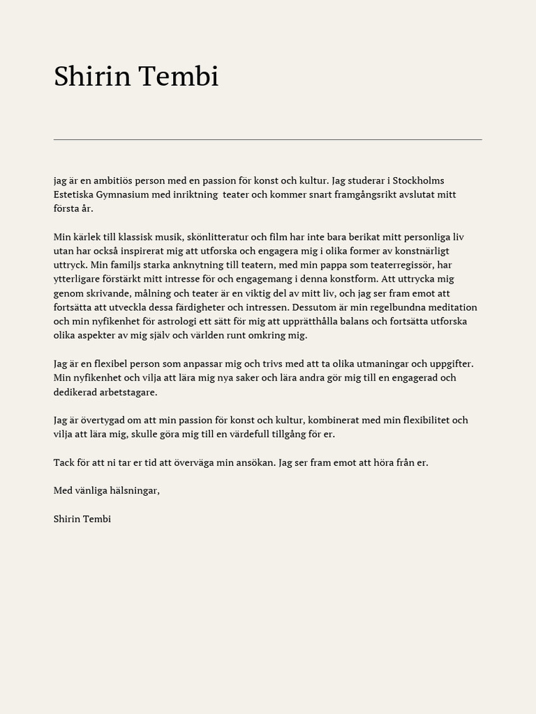 Personlig Brev | PDF